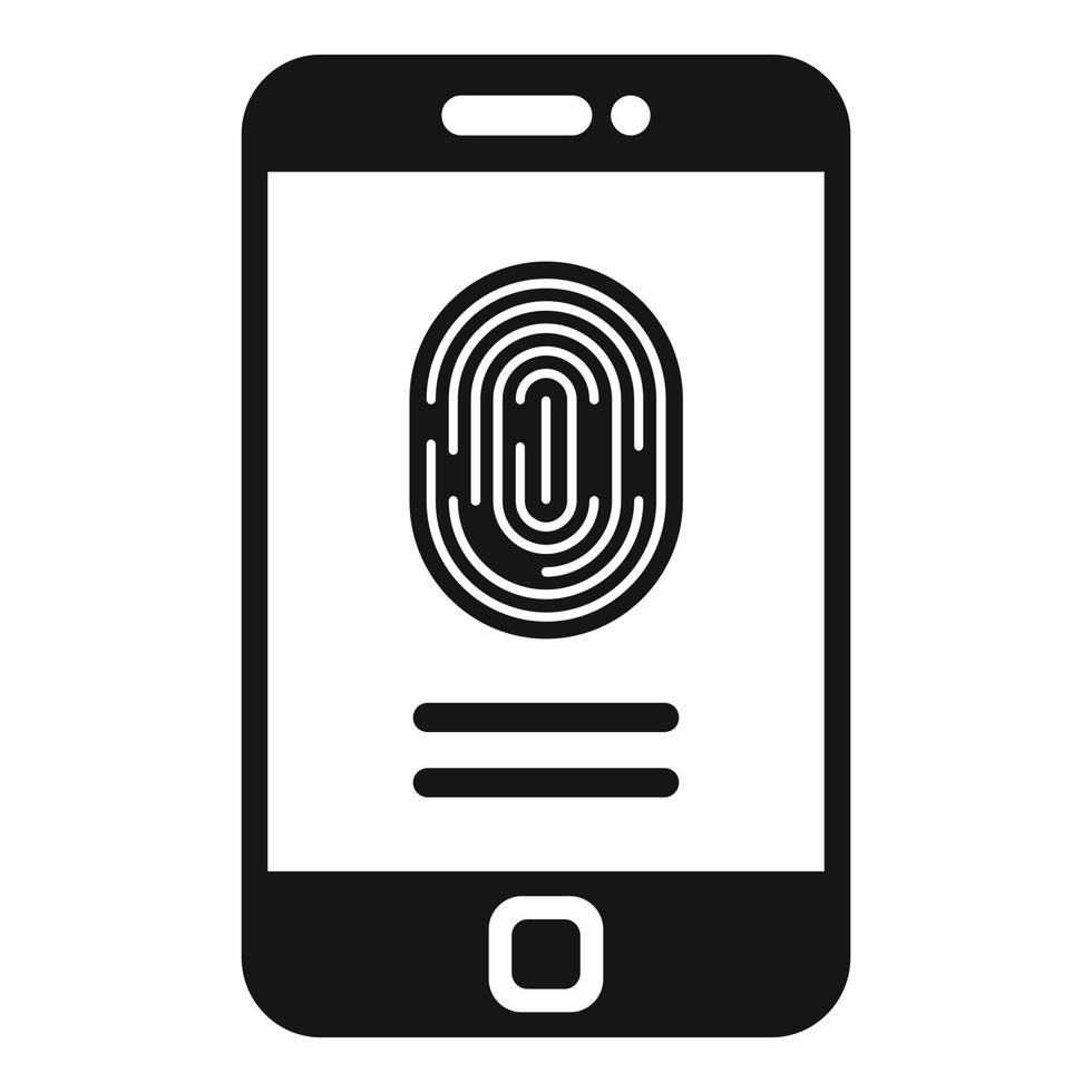 Fingerprint phone authentication icon, simple style 14660449 Vector Art ...