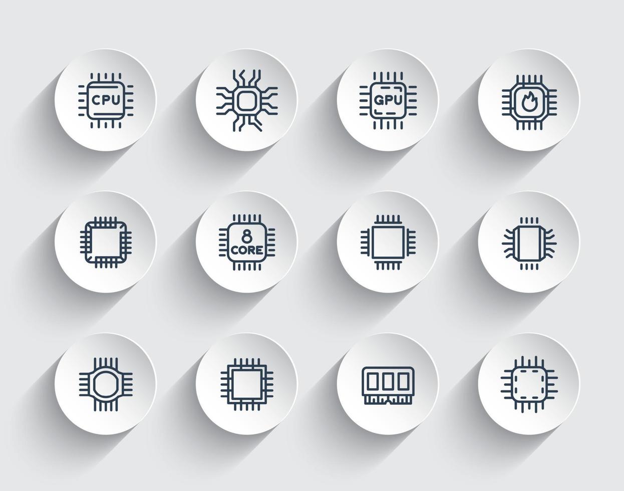 Chipsets line icons, cpu, microchip, processor, microcircuit 14663336 ... Chipsets line icons, cpu, microchip, processor, microcircuit 14663336 ...