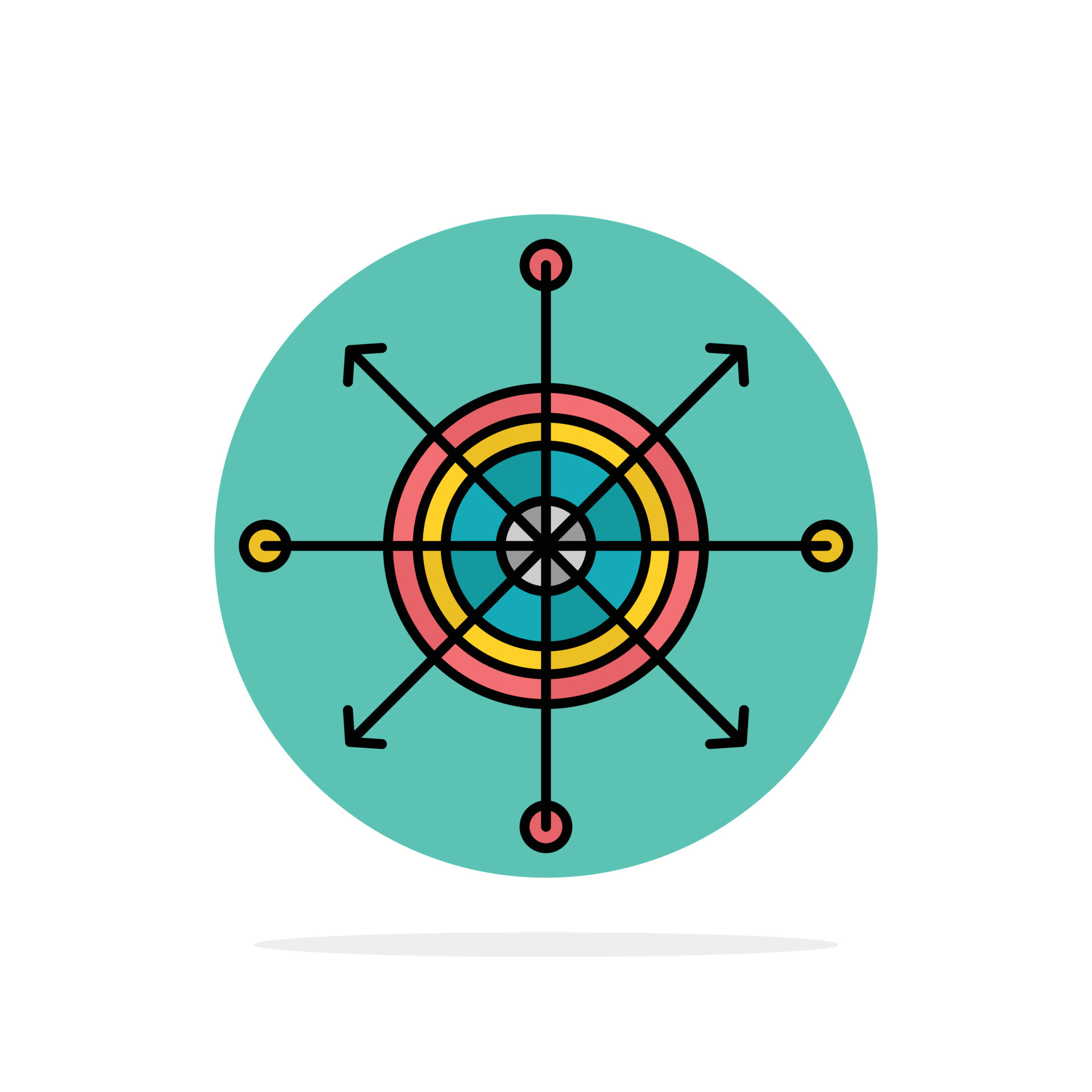 Focus Board Dart Arrow Target Abstract Circle Background Flat Color
