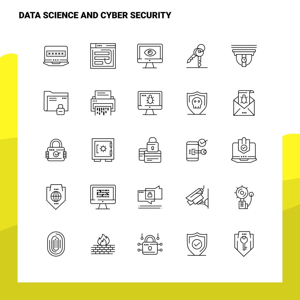 Set of Data Science And Cyber Security Line Icon set 25 Icons Vector ...