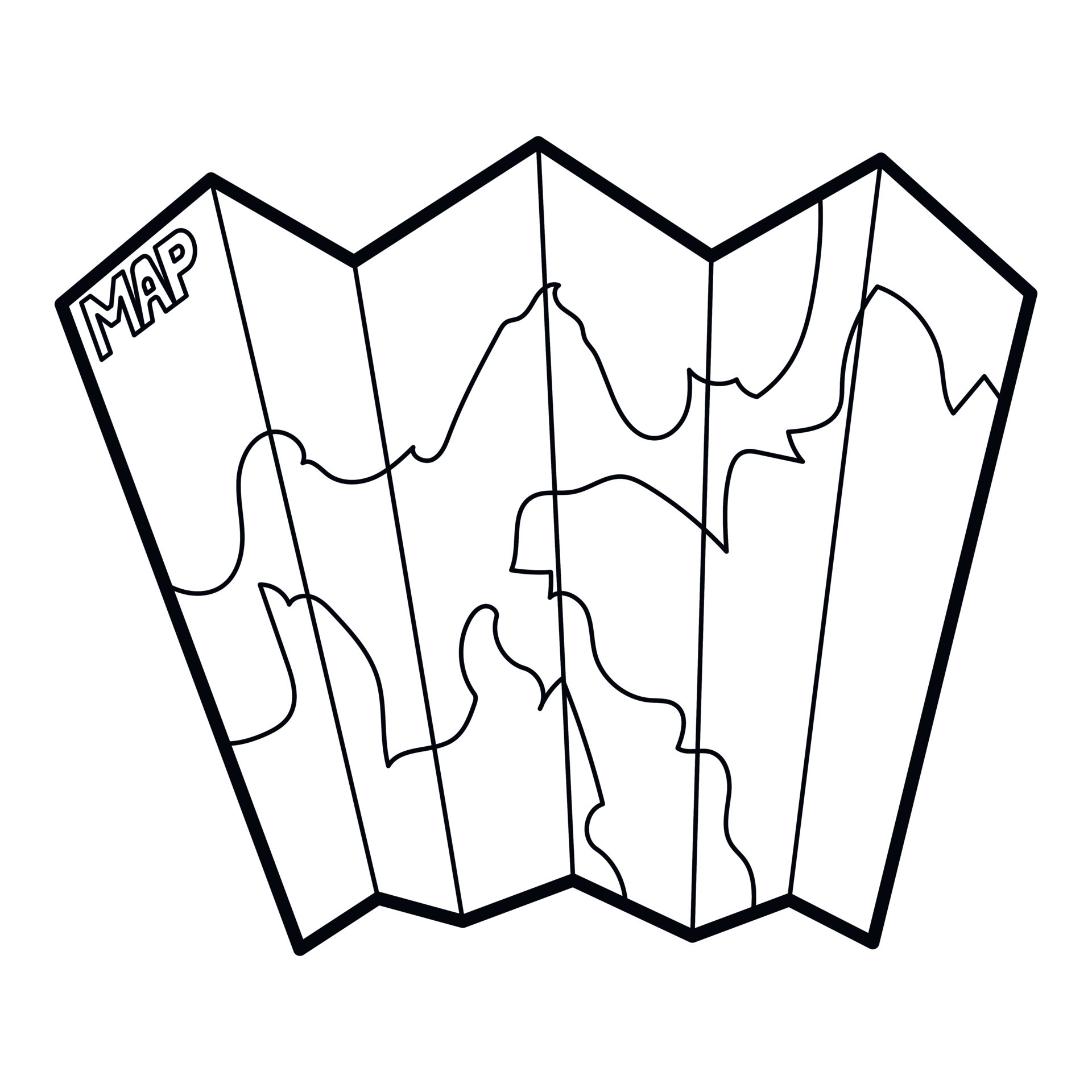 Paper map icon, outline style 14684172 Vector Art at Vecteezy