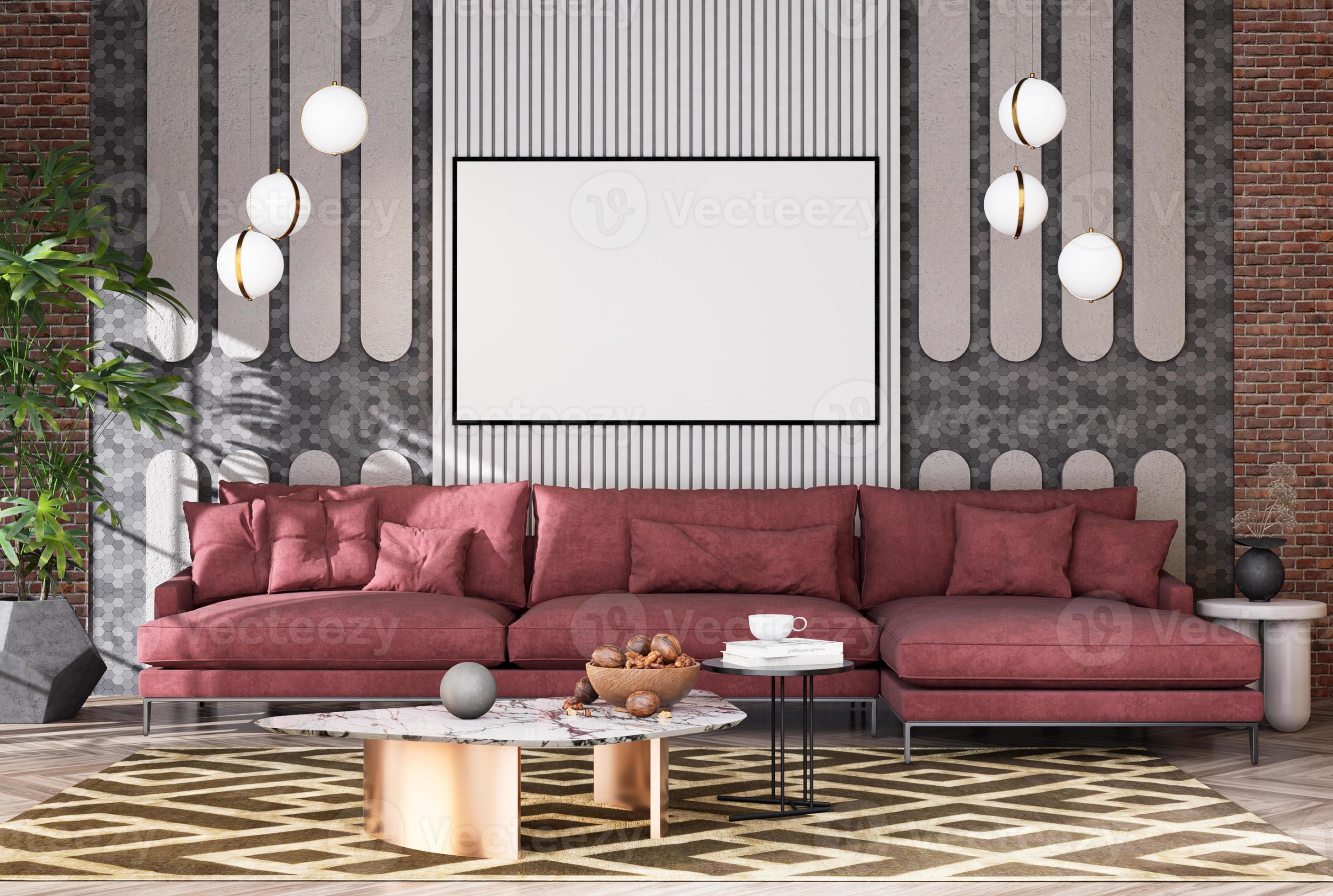 Mock up poster frame in modern interior fully furnished rooms 14685899 ...