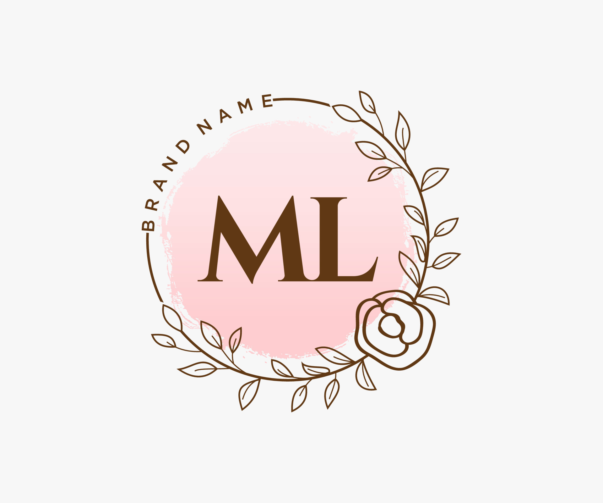Initial ML feminine logo. Usable for Nature, Salon, Spa, Cosmetic and Beauty Logos. Flat Vector ...
