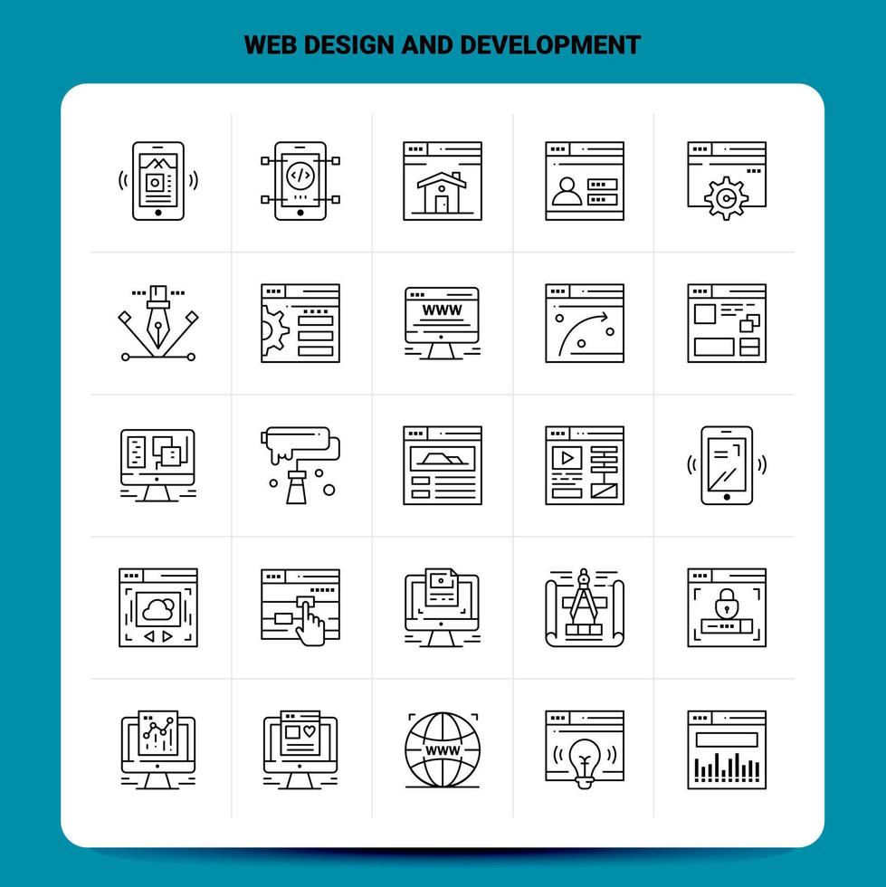 Outline 25 Web Design And Development Icon Set Vector Line Style Design