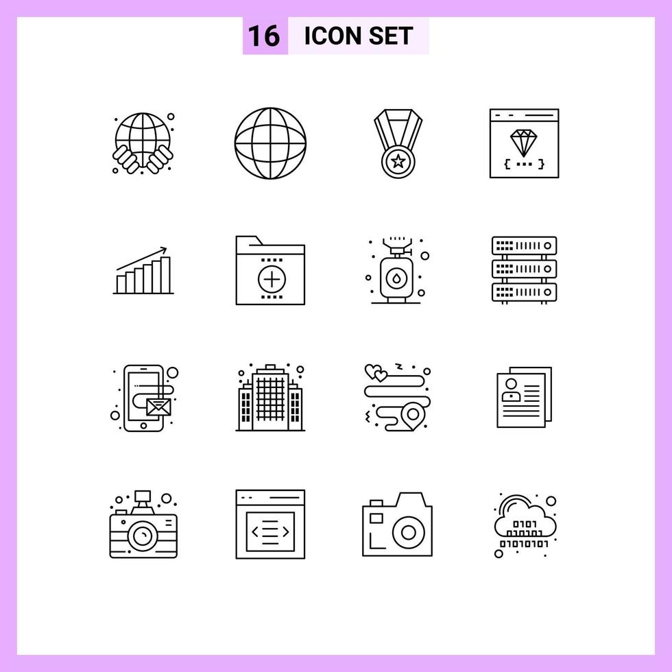 16 Universal Outline Signs Symbols of analytics analysis education development coding Editable ...