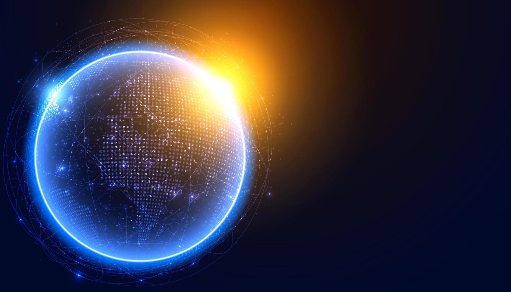 Abstract Global Dot Network Circle Digital Connection And Communication