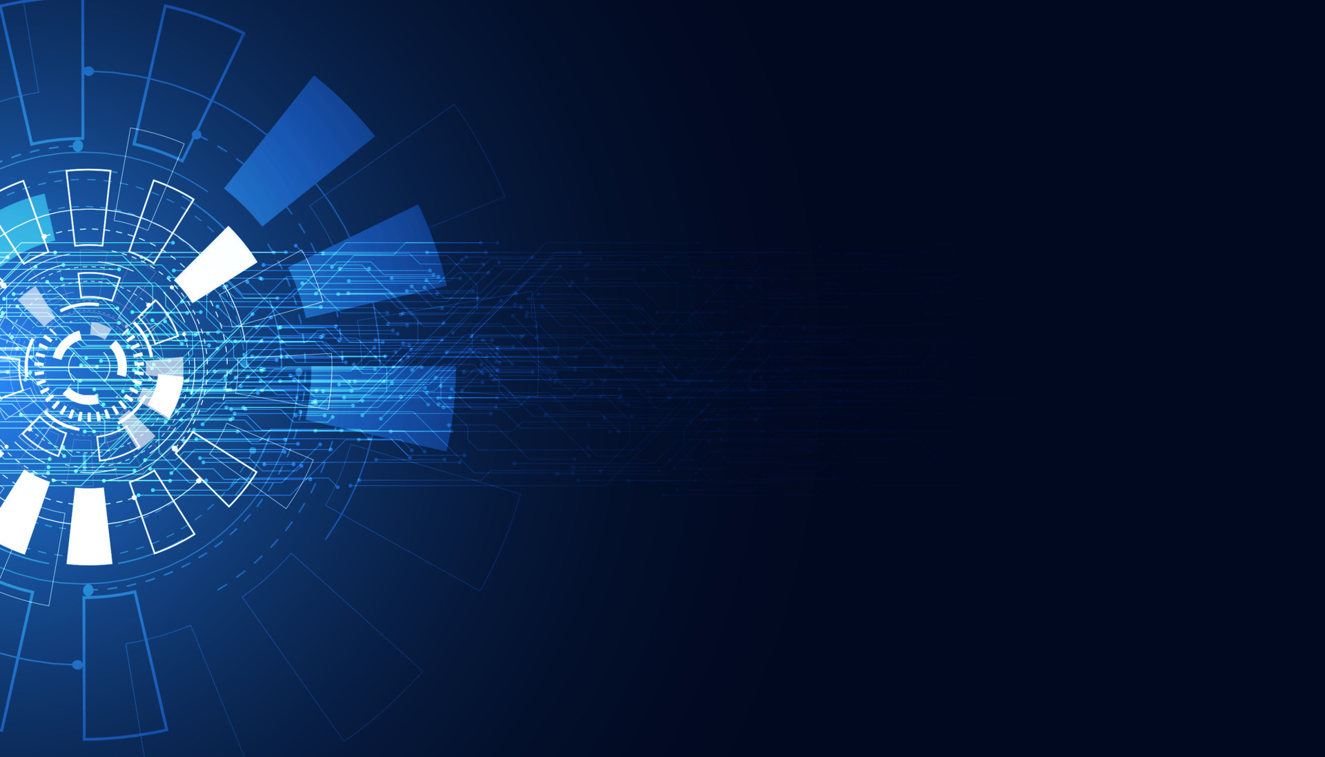 Abstract Circle Digital Circuit Concept Light Circle Network Connection Blue Digital Copy Space