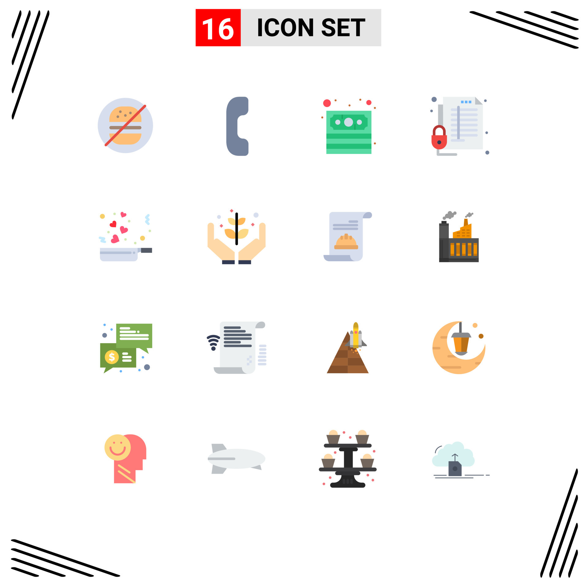 Stock Vector Icon Pack of 16 Line Signs and Symbols for love cooking ...