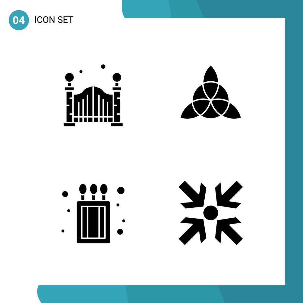 Vector Pack of 4 Glyph Symbols Solid Style Icon Set on White Background ...