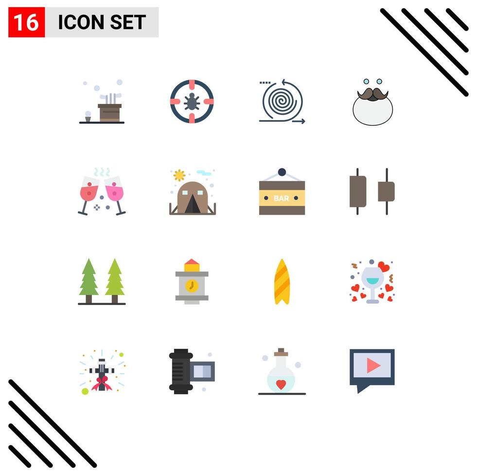 Group Of 16 Modern Flat Colors Set For Movember Moustache Protection Product Iteration Editable