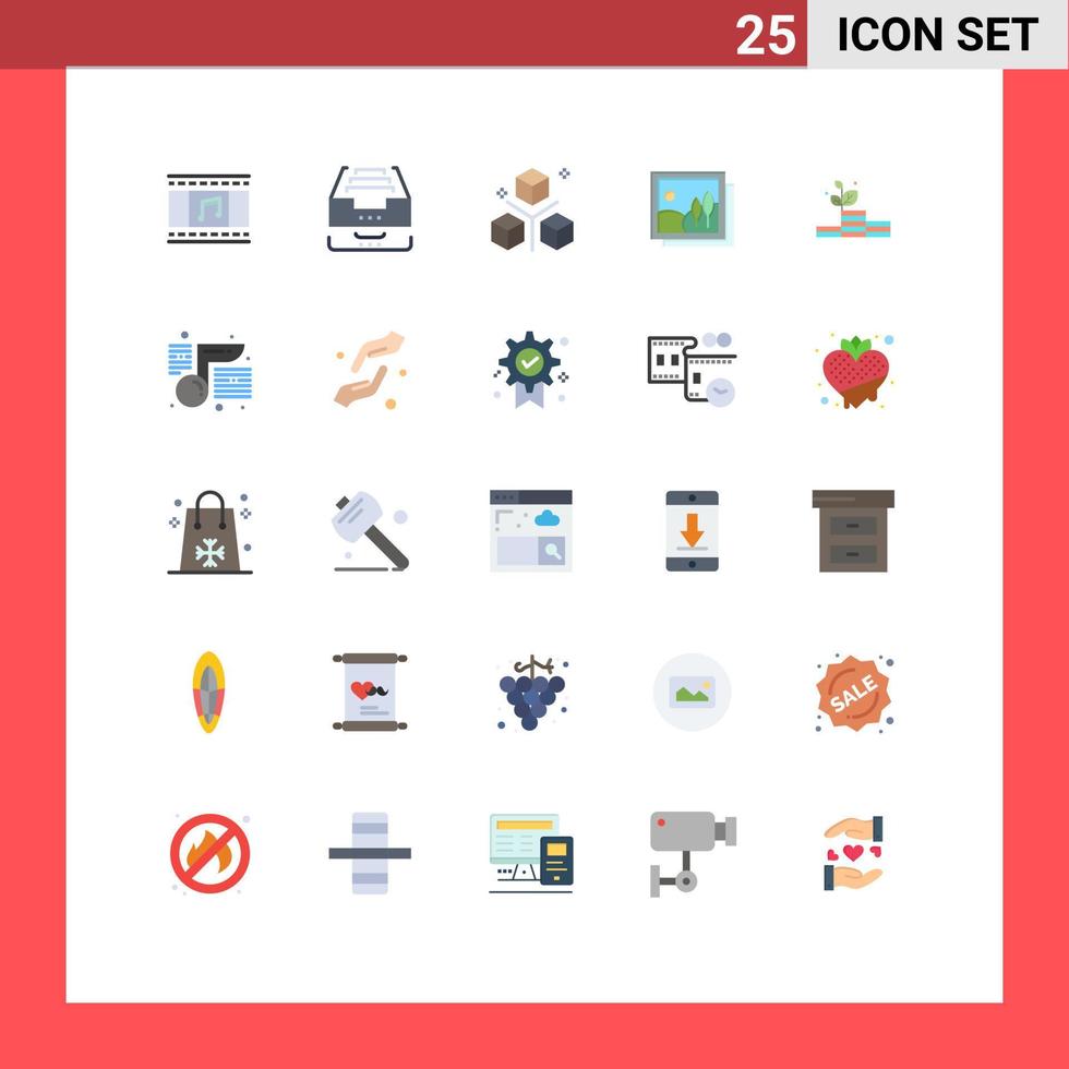 Editable Vector Line Pack Of 25 Simple Flat Colors Of Picture Gallery File Frame Objects