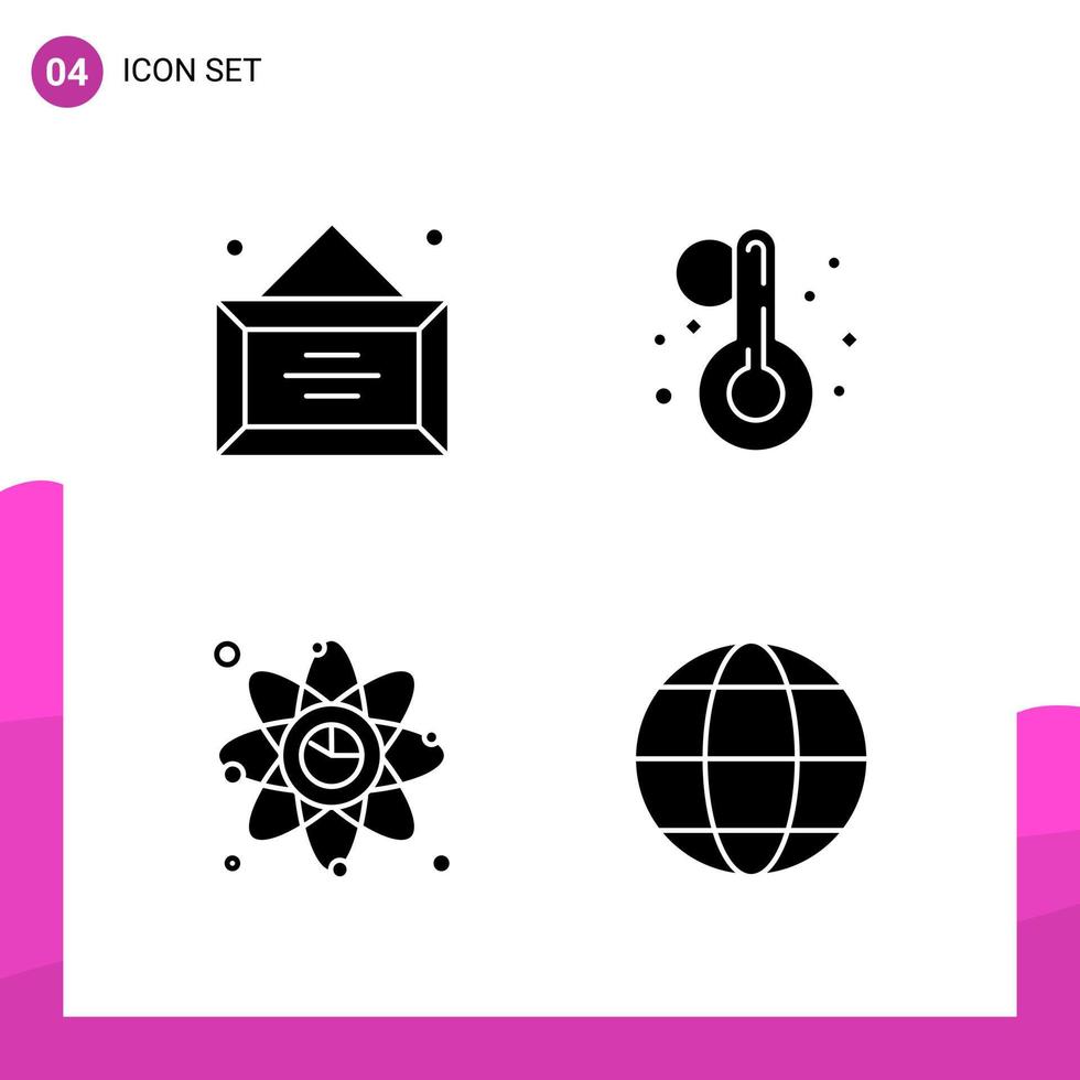 Glyph Icon set Pack of 4 Solid Icons isolated on White Background for ...