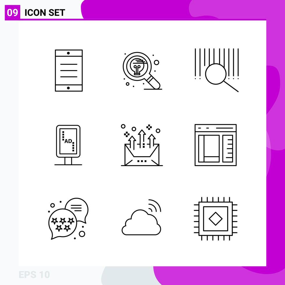 Line Icon set Pack of 9 Outline Icons isolated on White Background for ...