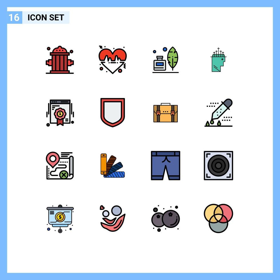 16 Universal Flat Color Filled Line Signs Symbols Of Quality Psychology Adobe Data Hand Editable