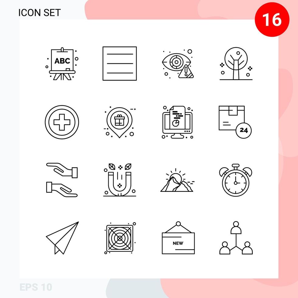 Vector Pack of 16 Icons in Line Style Creative Outline Pack isolated on ...