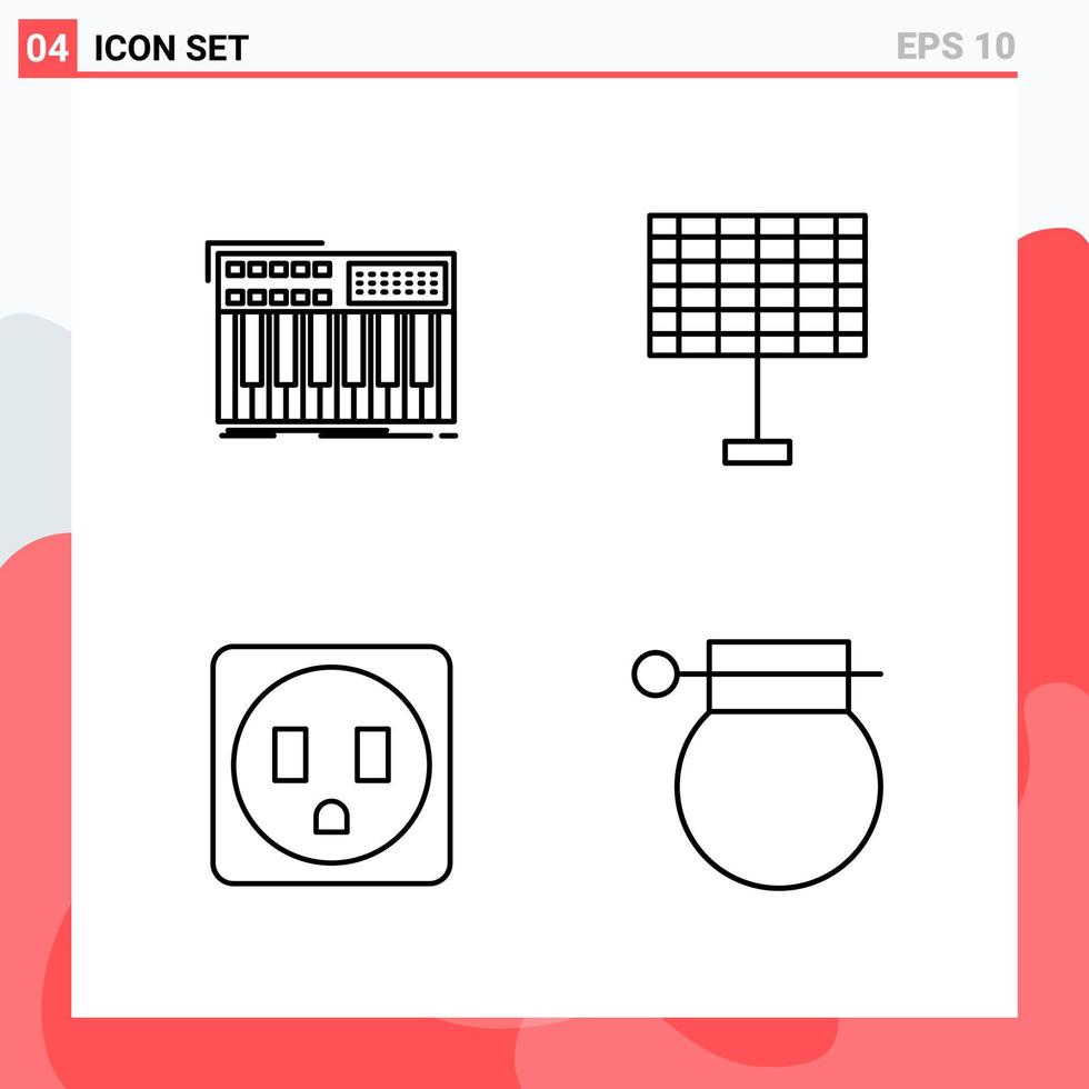 Collection Of 4 Vector Icons In Line Style Modern Outline Symbols For Web And Mobile Line Icon