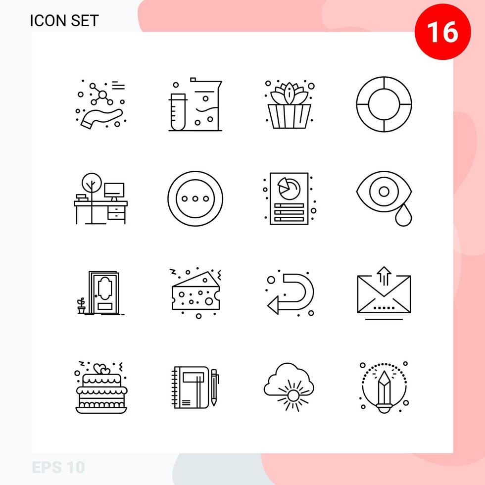 Vector Pack of 16 Icons in Line Style Creative Outline Pack isolated on ...