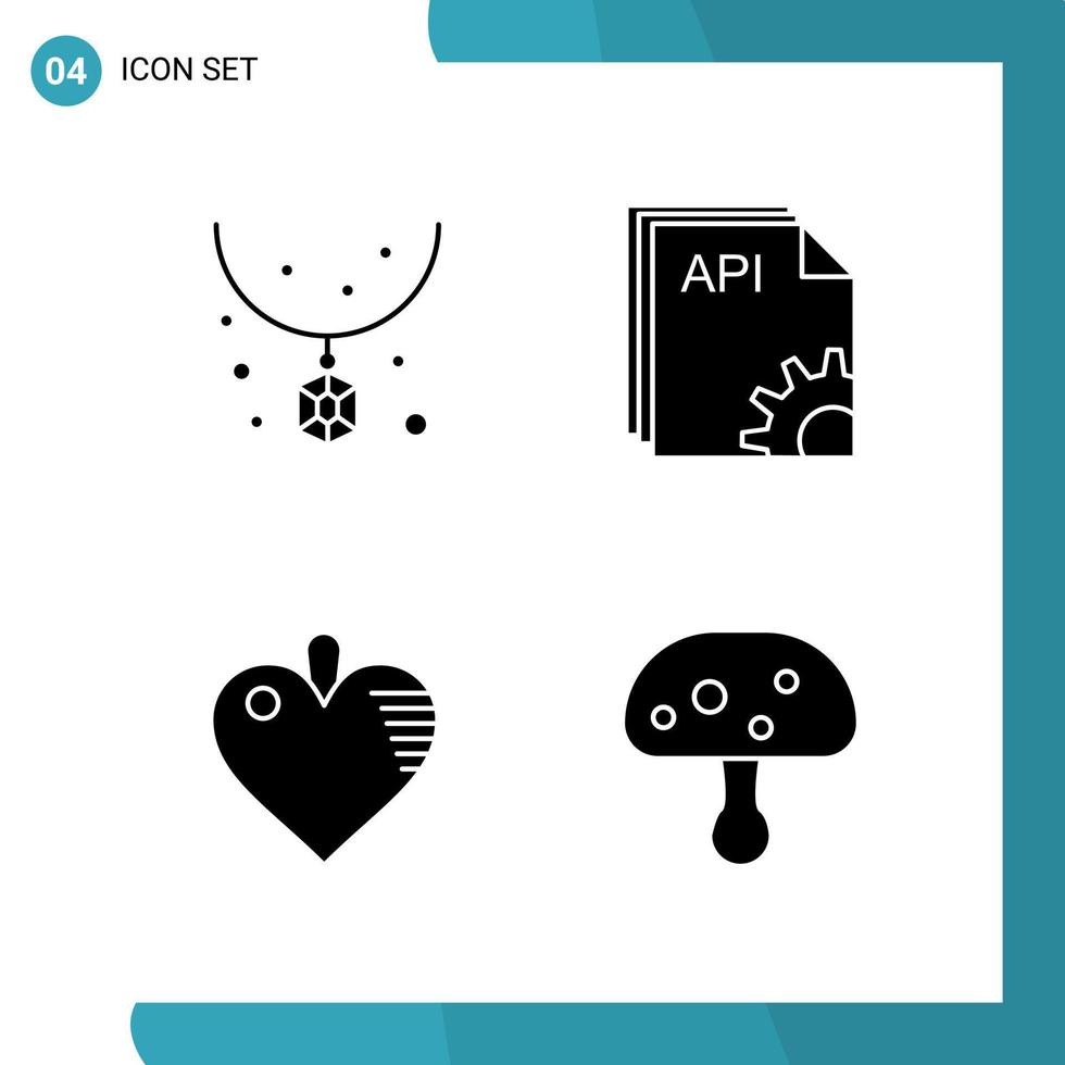 Vector Pack of 4 Glyph Symbols Solid Style Icon Set on White Background ...