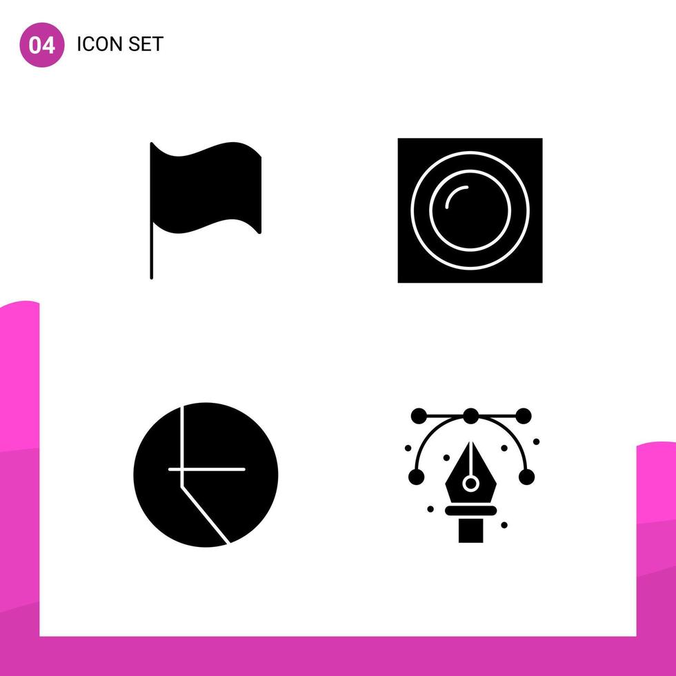 Glyph Icon set Pack of 4 Solid Icons isolated on White Background for ...