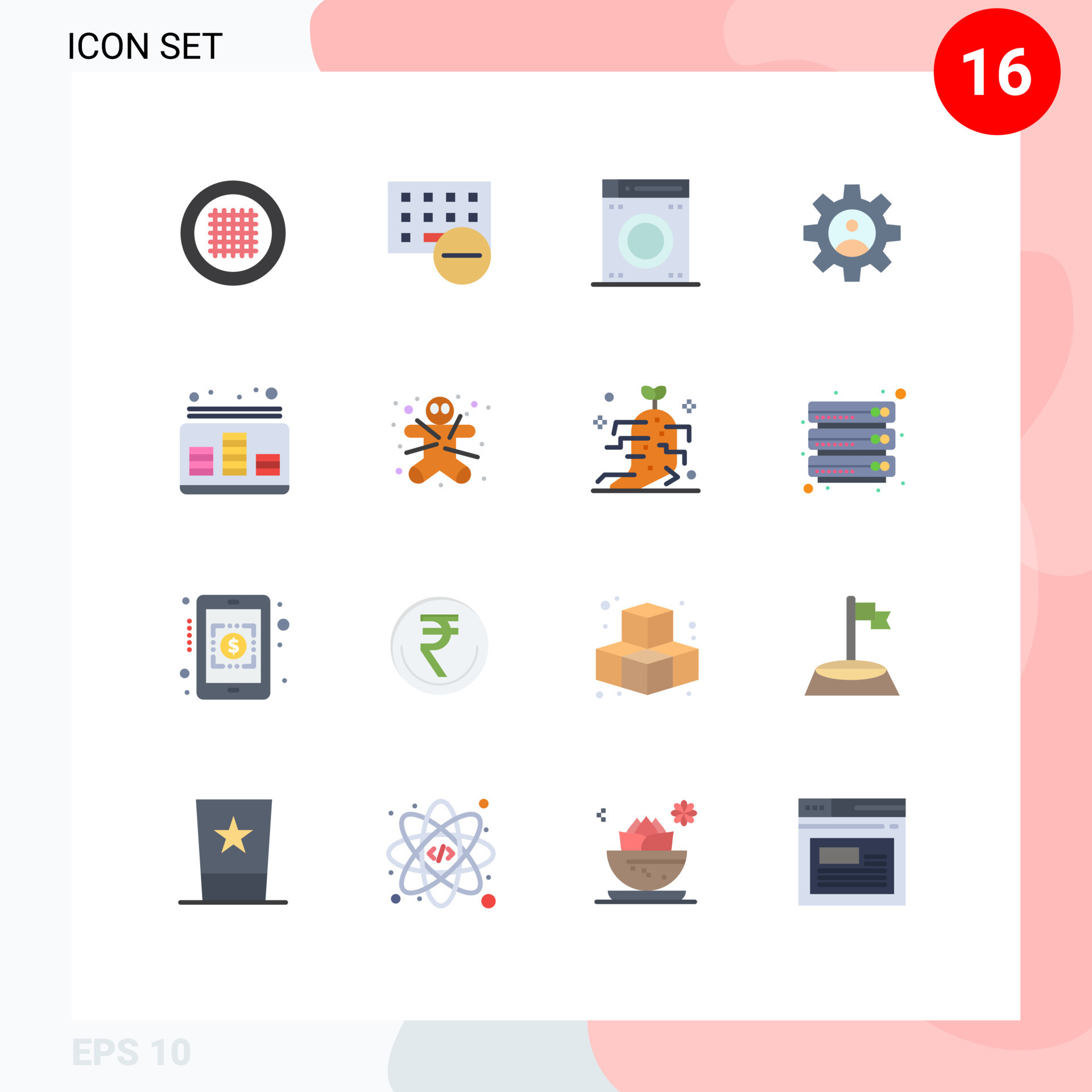 Flat Color Pack Of 16 Universal Symbols Of Control Use Keyboard Profile Gear Editable Pack Of