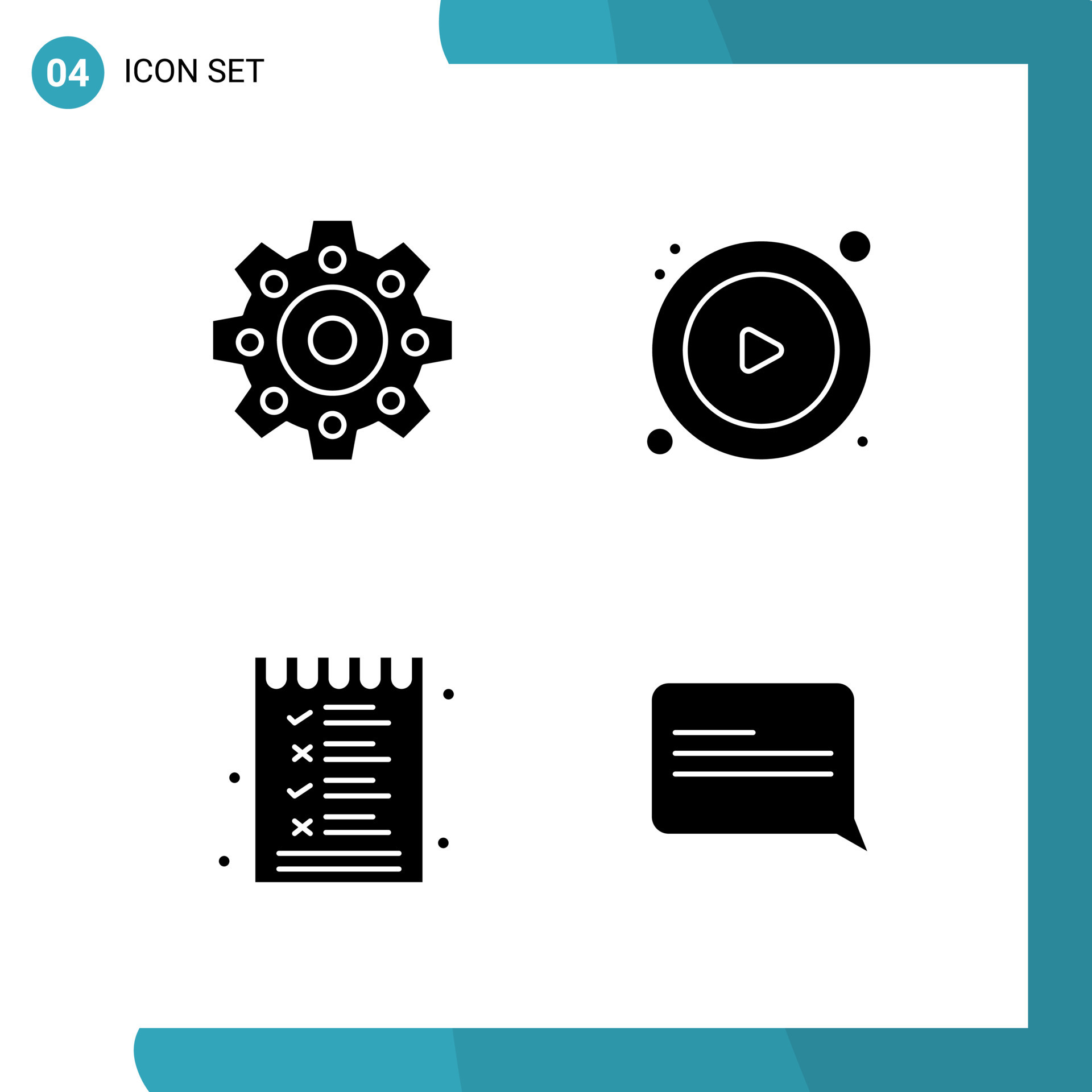 paquete vectorial de 4 símbolos de glifo conjunto de iconos de estilo ...