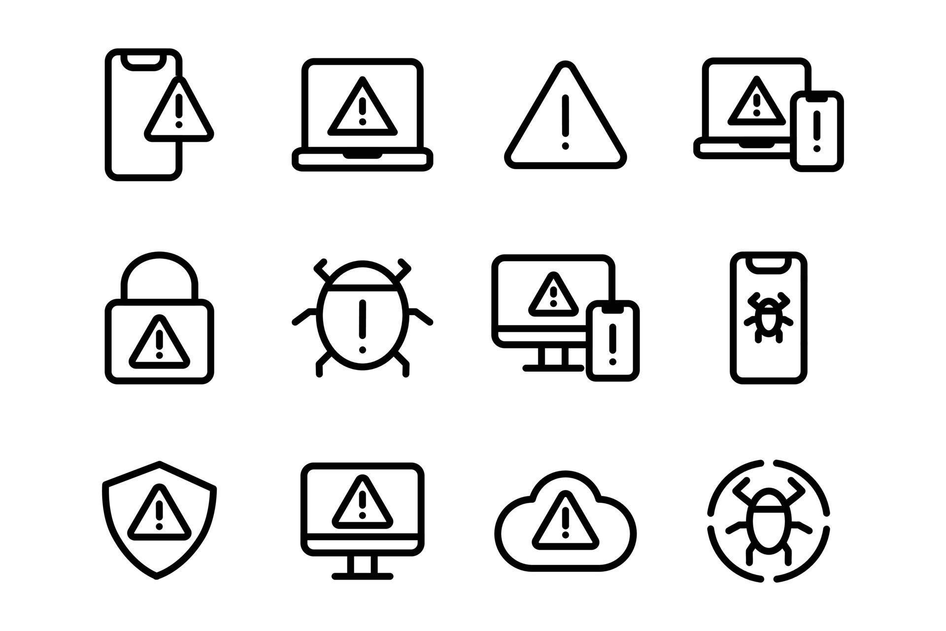Collection Of Malware Icon For Cyber Security Simple Stroke Line Art Icon Design 14718682