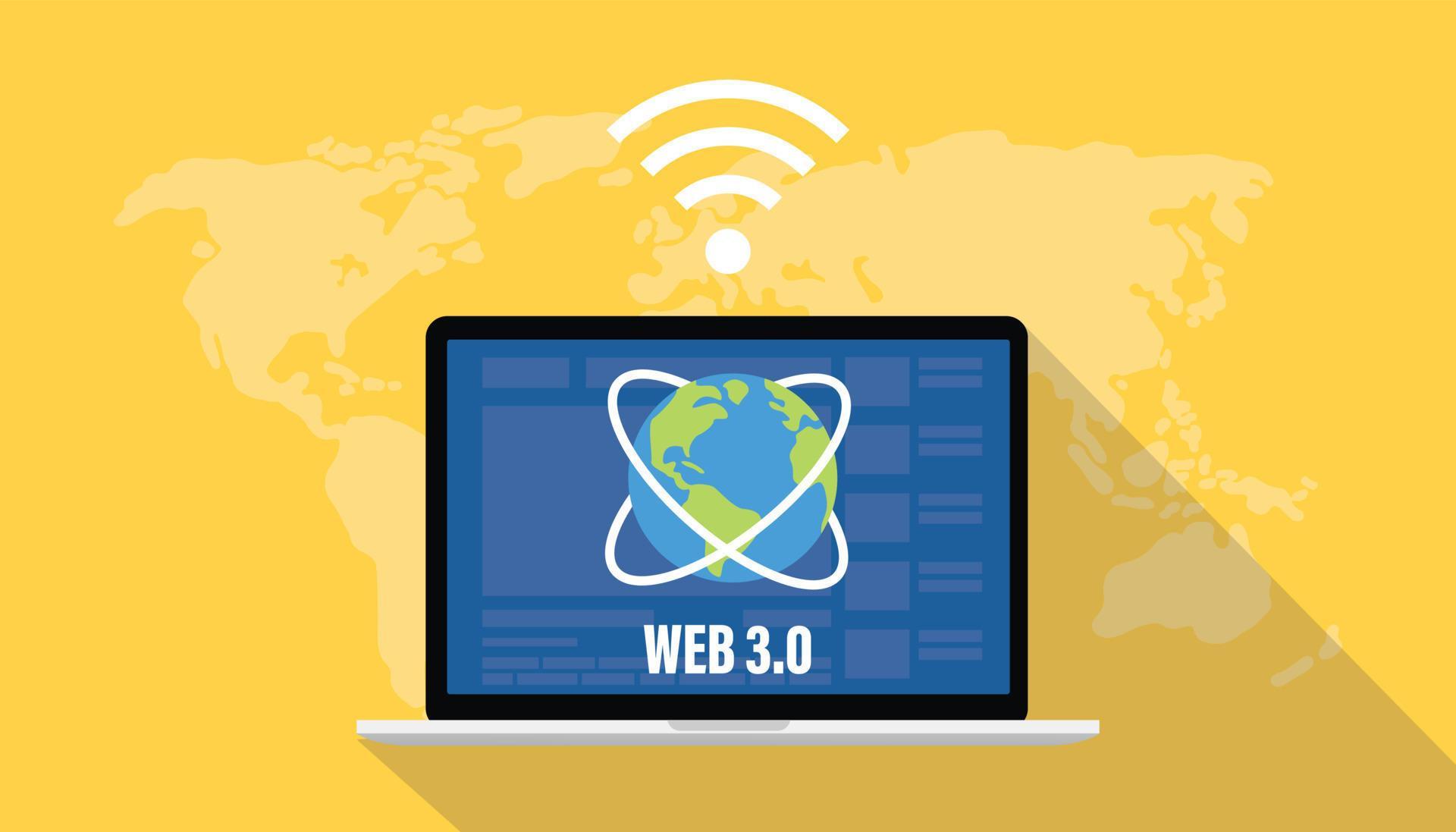 web 3.0 concept technology with icon and internet wifi connections with ...
