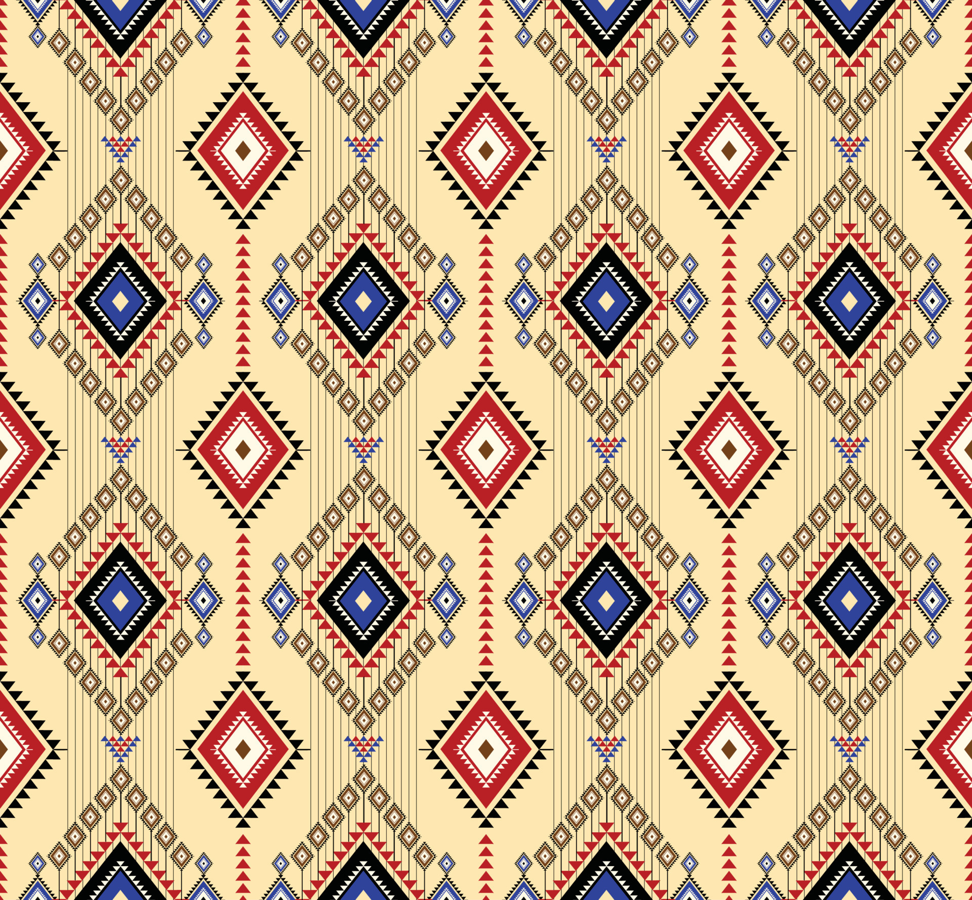 Abstract Ethnic Geometric Ikat Pattern Oriental African American
