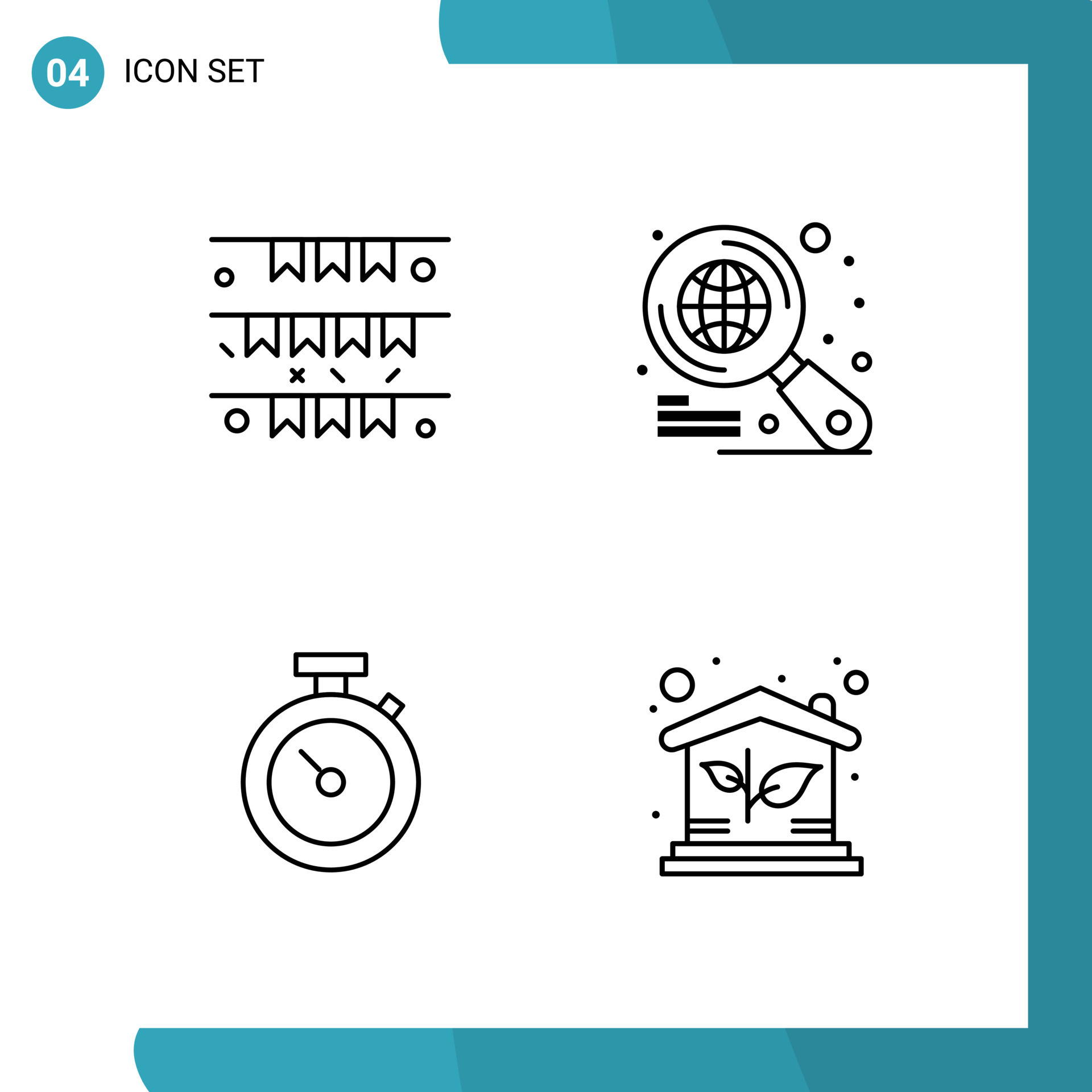 Vector Pack Of 4 Outline Symbols Line Style Icon Set On White