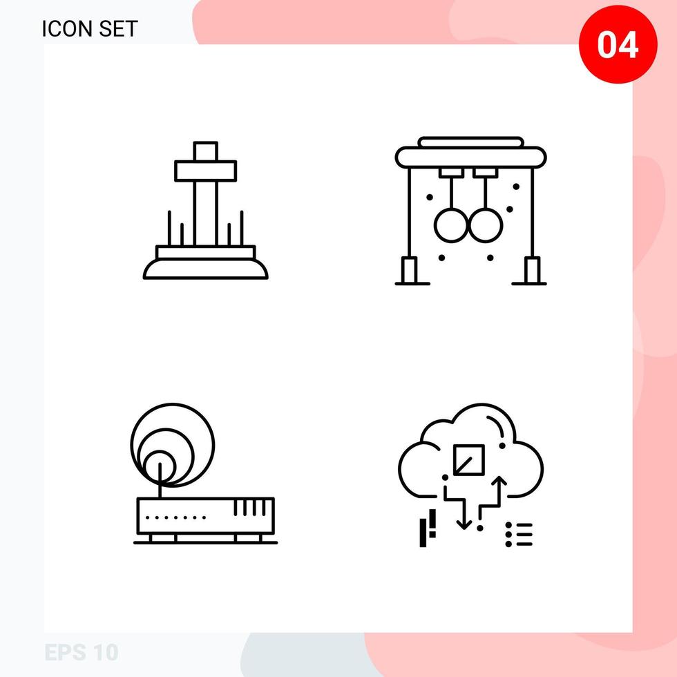 Vector Pack of 4 Icons in Line Style Creative Outline Pack isolated on ...