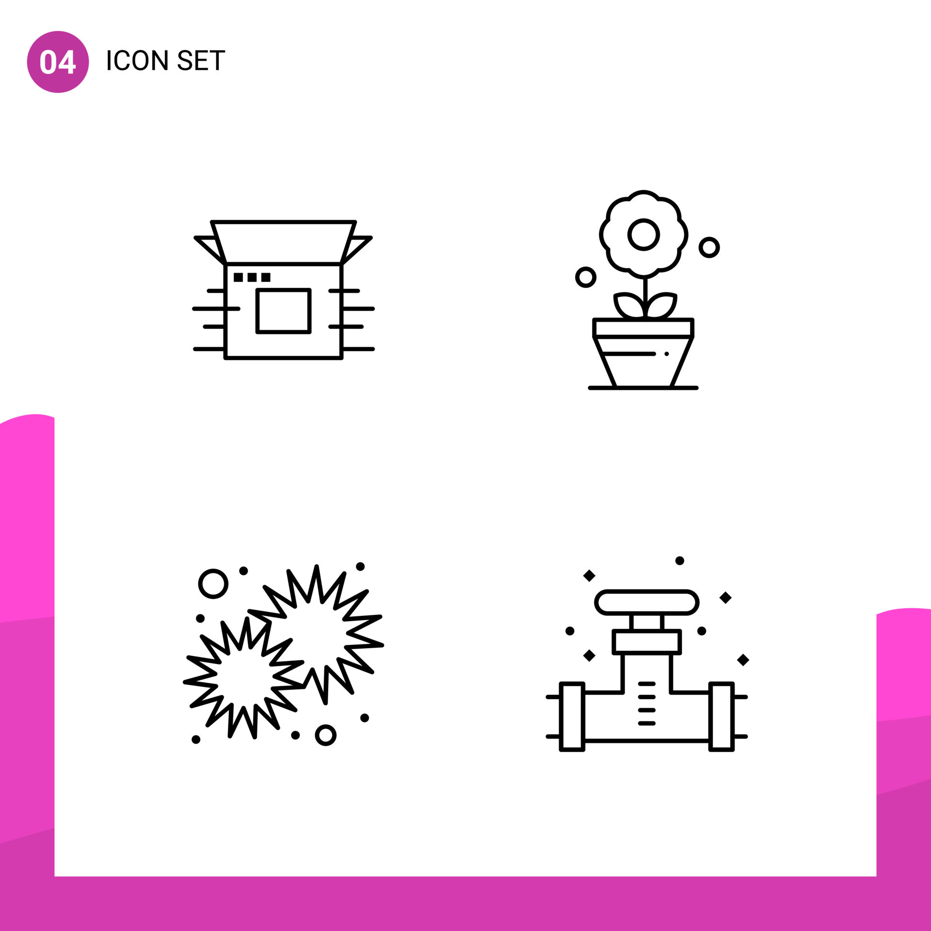 Outline Icon set Pack of 4 Line Icons isolated on White Background for ...