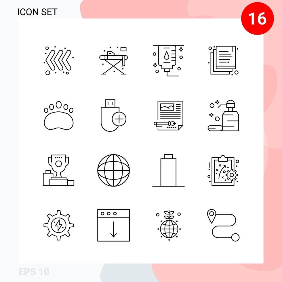 Vector Pack of 16 Icons in Line Style Creative Outline Pack isolated on ...