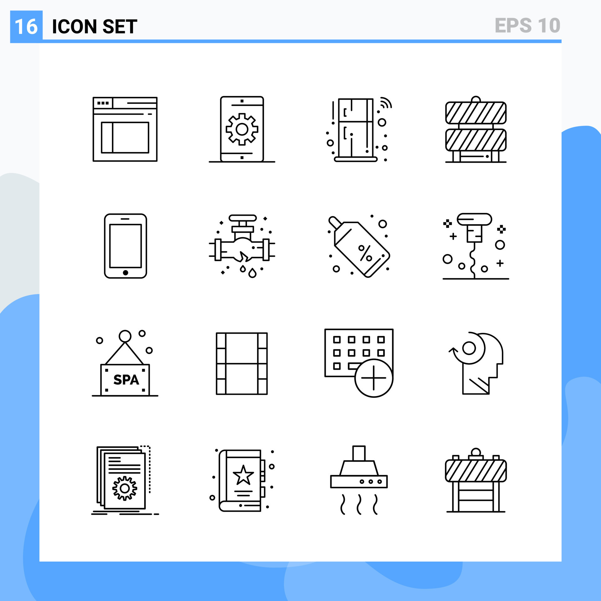 Modern 16 Line style icons Outline Symbols for general use Creative ...
