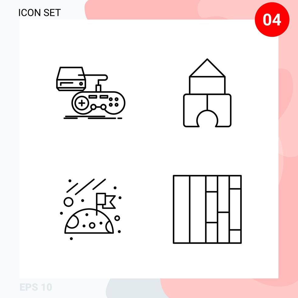Vector Pack of 4 Icons in Line Style Creative Outline Pack isolated on ...