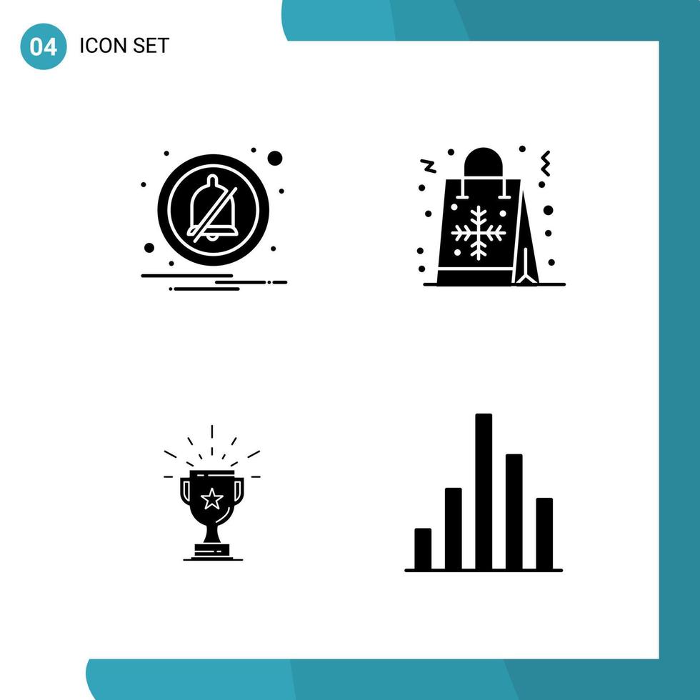 Vector Pack of 4 Glyph Symbols Solid Style Icon Set on White Background ...