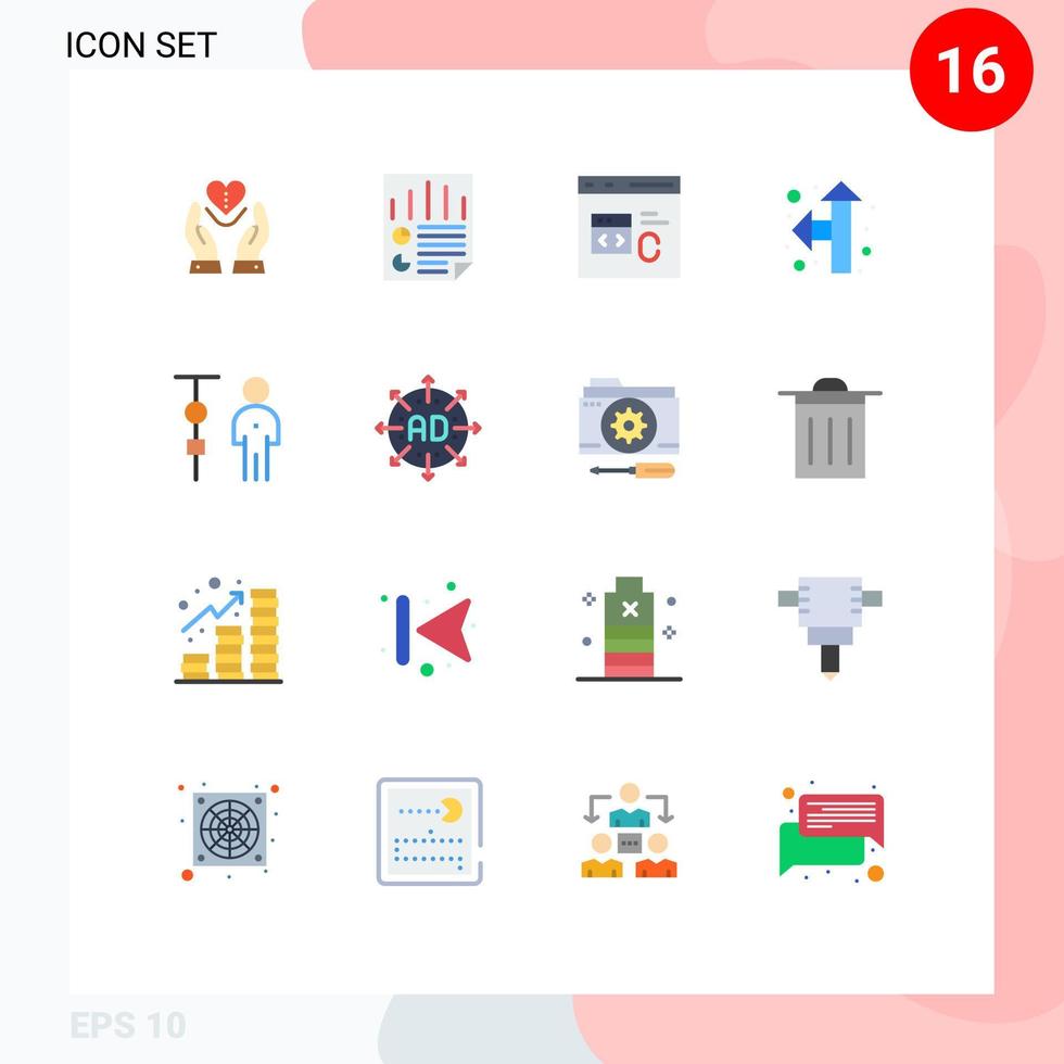 Set Of 16 Commercial Flat Colors Pack For Up Left Direction Report Development Coding Editable
