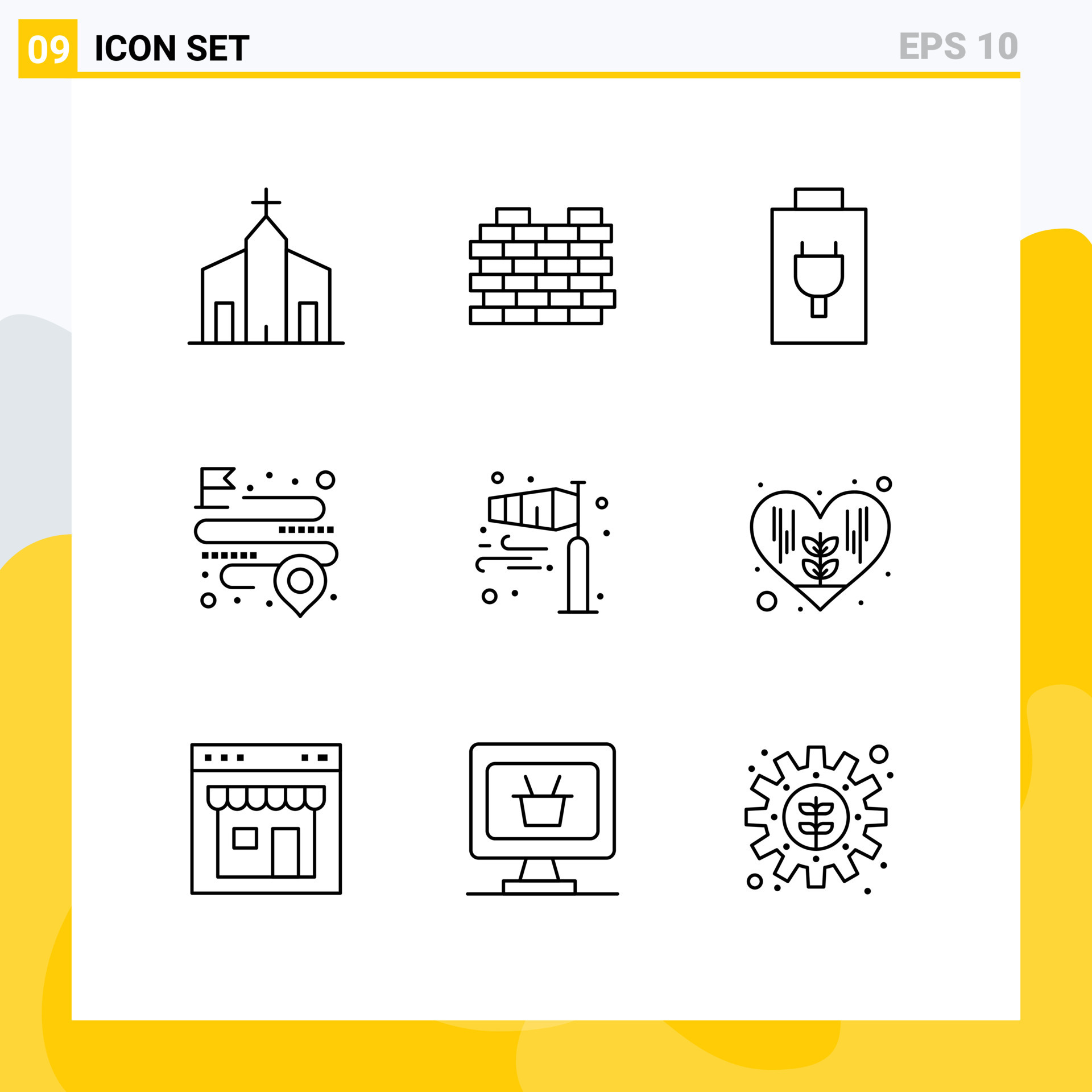 User Interface Pack Of 9 Basic Outlines Of Direction Route Security Map