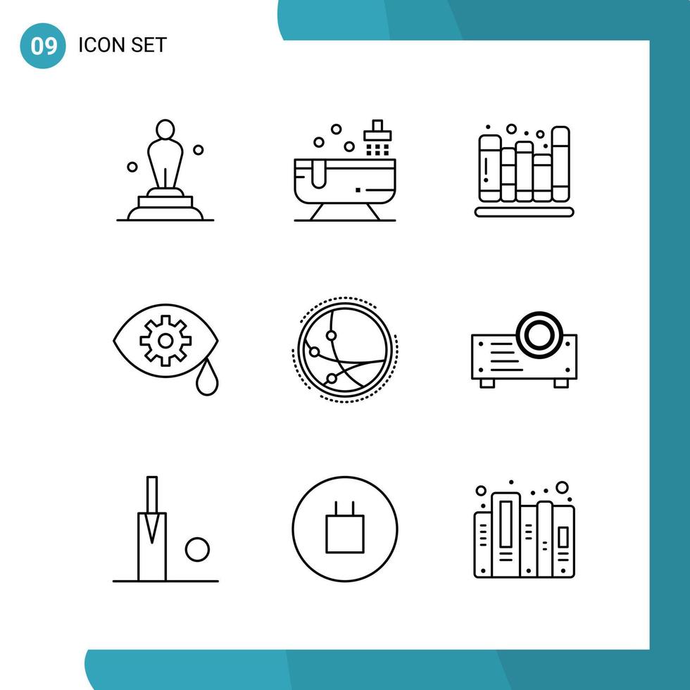 Vector Pack of 9 Outline Symbols Line Style Icon Set on White ...