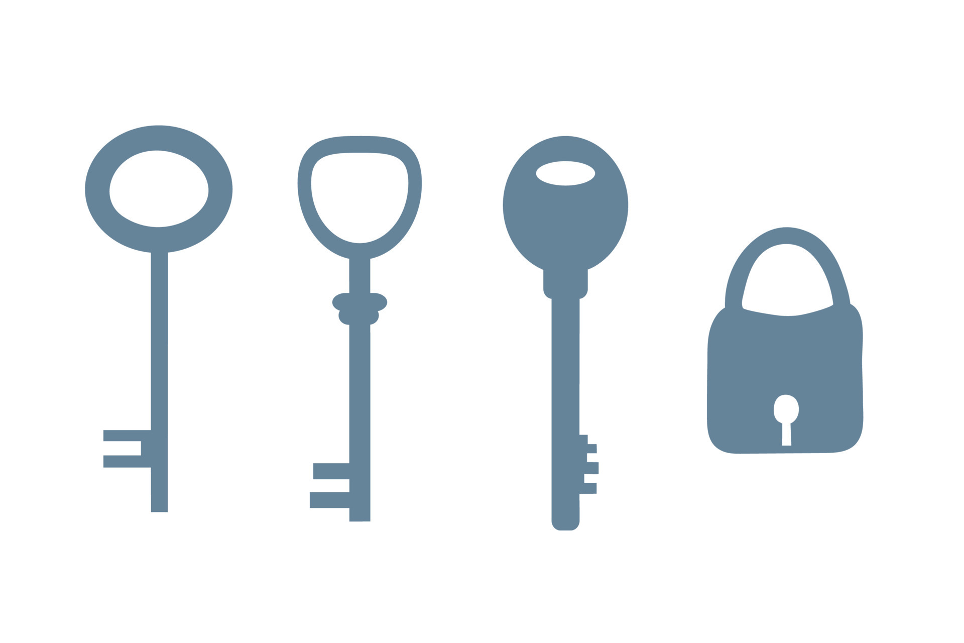 Set of keys in flat style. Vector illustration isolated on white ...