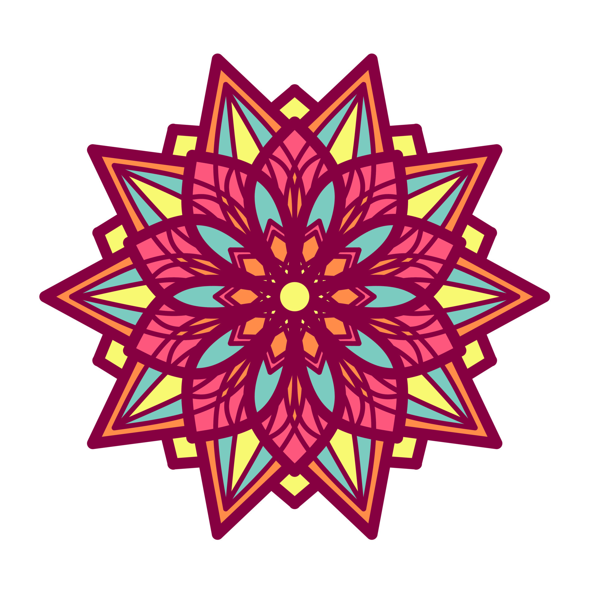 Ethnic Colorful Mandala Vector Hand Drawn Doodle Mandala Ethnic Mandala With Colorful Tribal