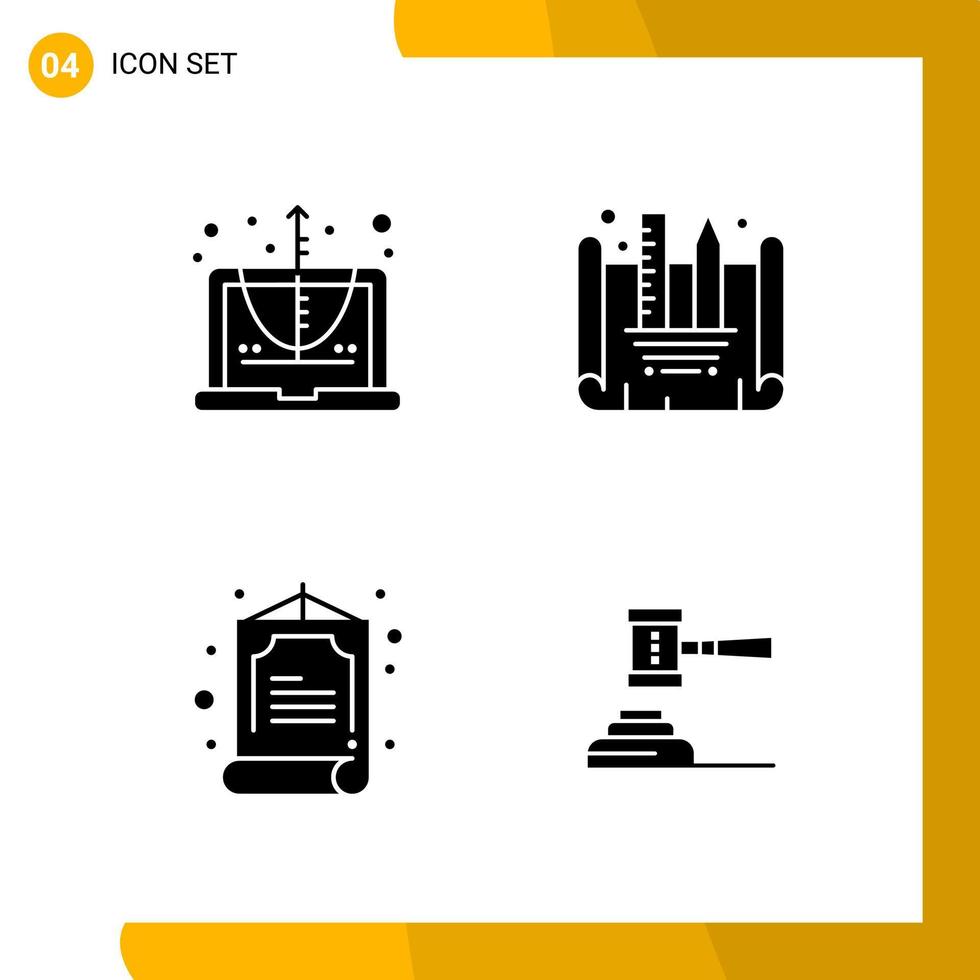 4 Icon Set Solid Style Icon Pack Glyph Symbols isolated on White ...