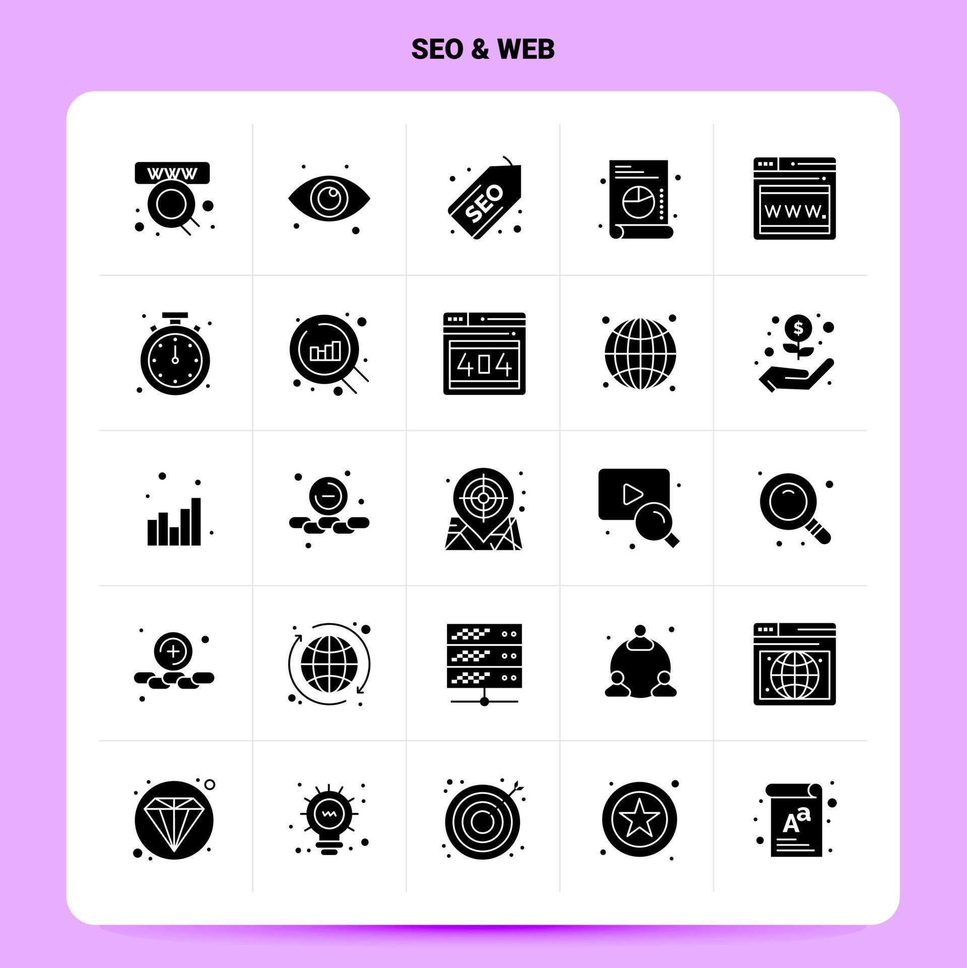 Solid 25 Seo Web Icon set Vector Glyph Style Design Black Icons Set Web and Mobile Business ...