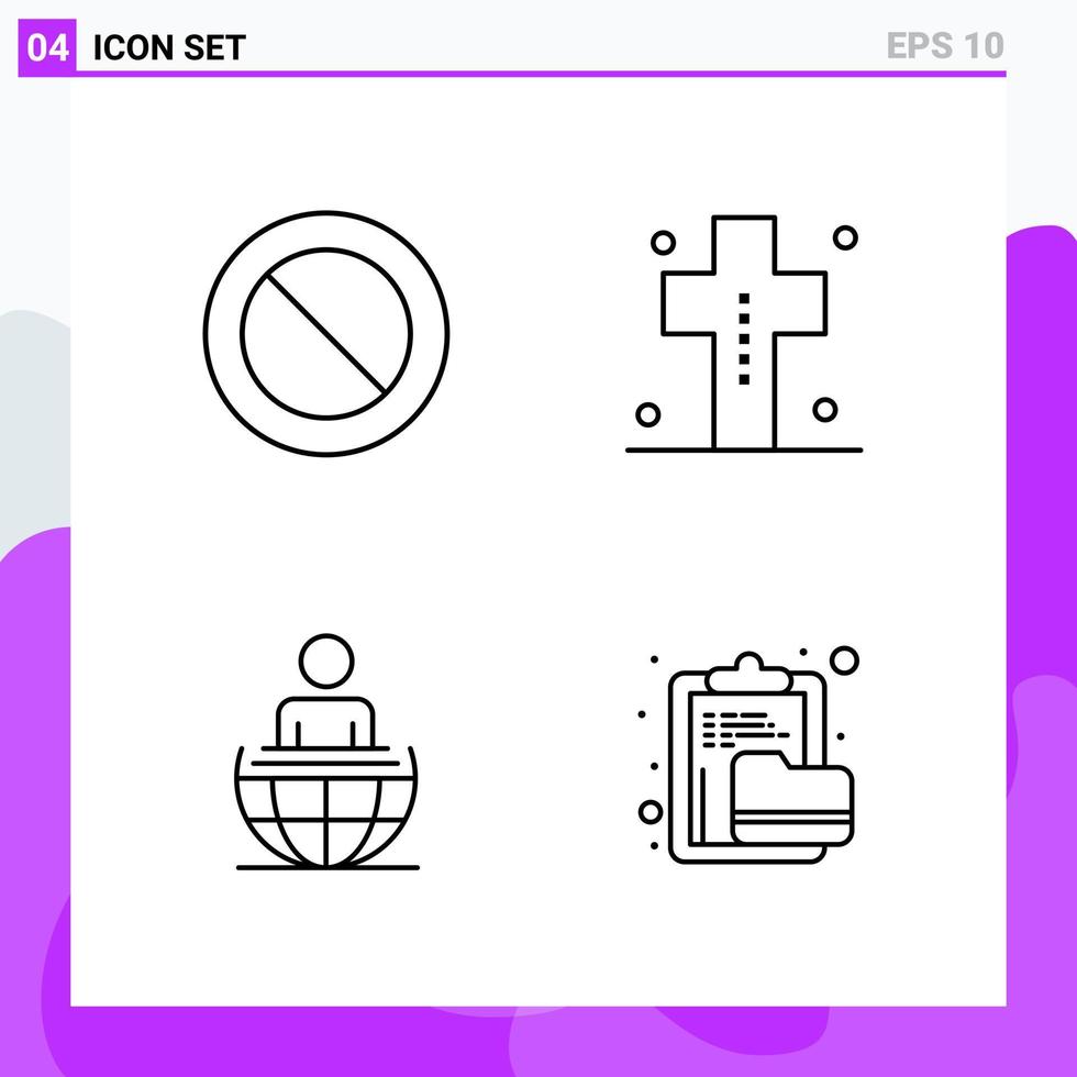 Set of 4 icons in Line style Creative Outline Symbols for Website ...