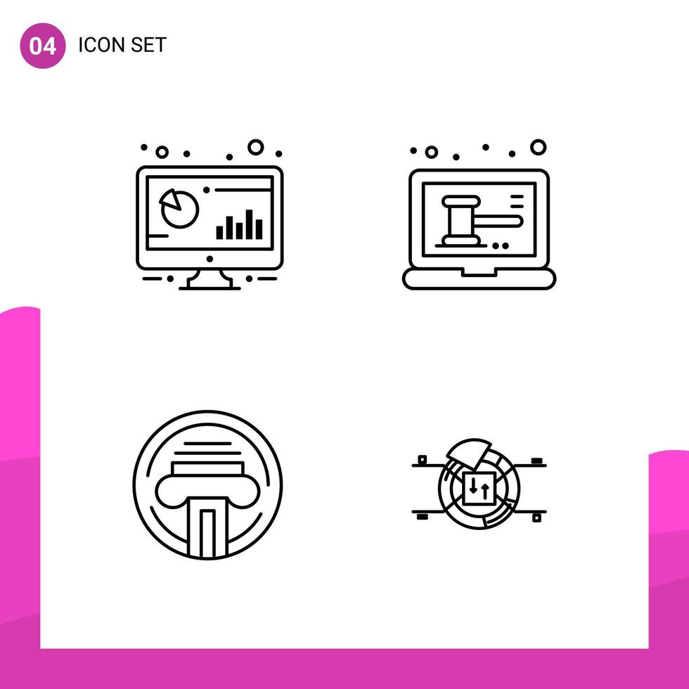 Outline Icon set Pack of 4 Line Icons isolated on White Background for ...