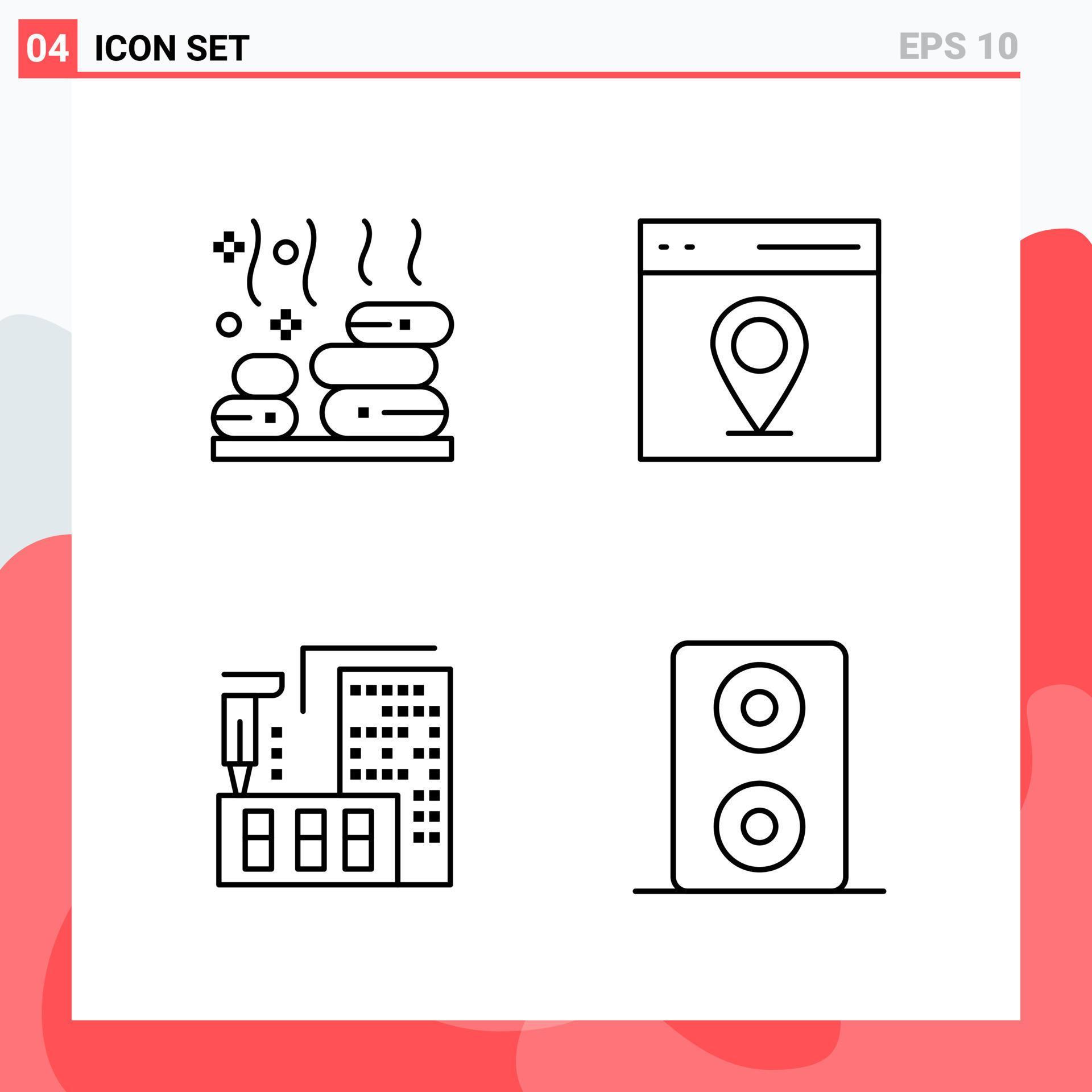 Collection Of 4 Vector Icons In Line Style Modern Outline Symbols For Web And Mobile Line Icon