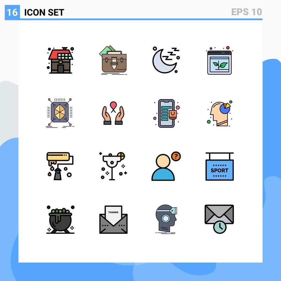 Editable Vector Line Pack Of 16 Simple Flat Color Filled Lines Of Object Growth Folder Browser