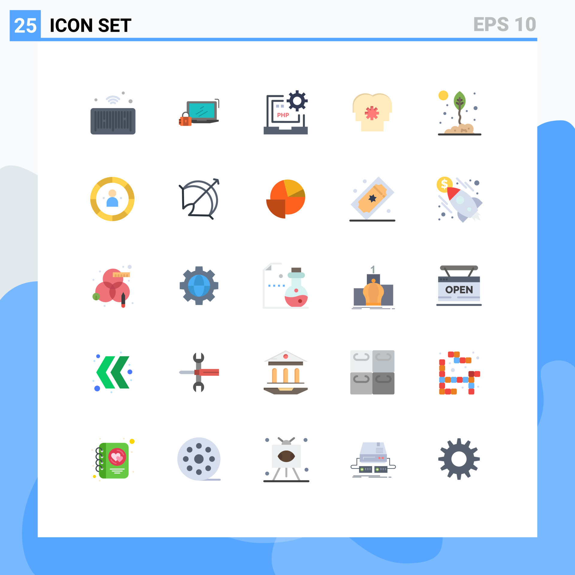 25 Thematic Vector Flat Colors And Editable Symbols Of Setting Control