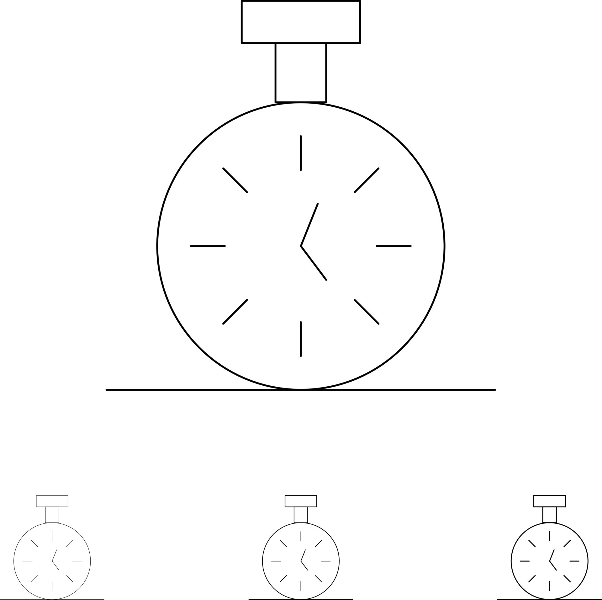 Stopwatch Time Timer Count Bold And Thin Black Line Icon Set 14733190 Vector Art At Vecteezy