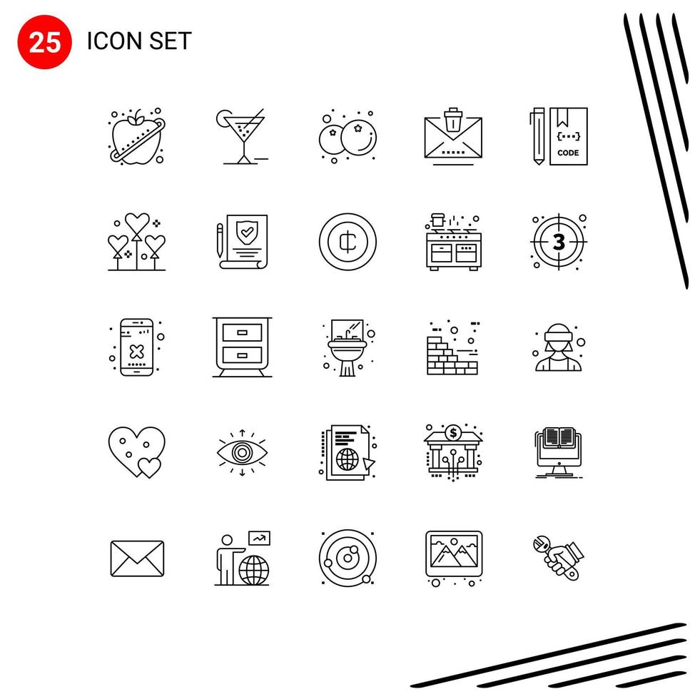 Set Of 25 Vector Lines On Grid For Coding Trash Blueberry Erase Delete Editable Vector Design