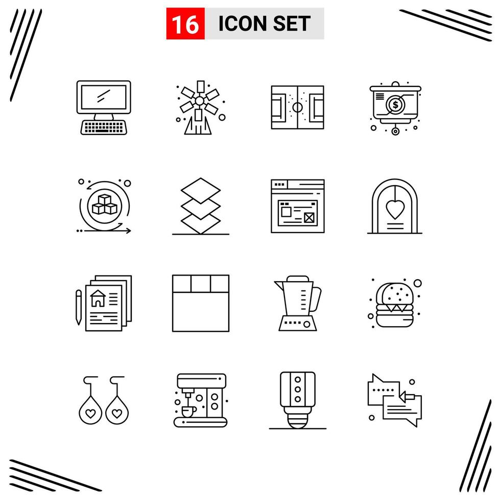 16 Icons Line Style Grid Based Creative Outline Symbols for Website Design Simple Line Icon ...